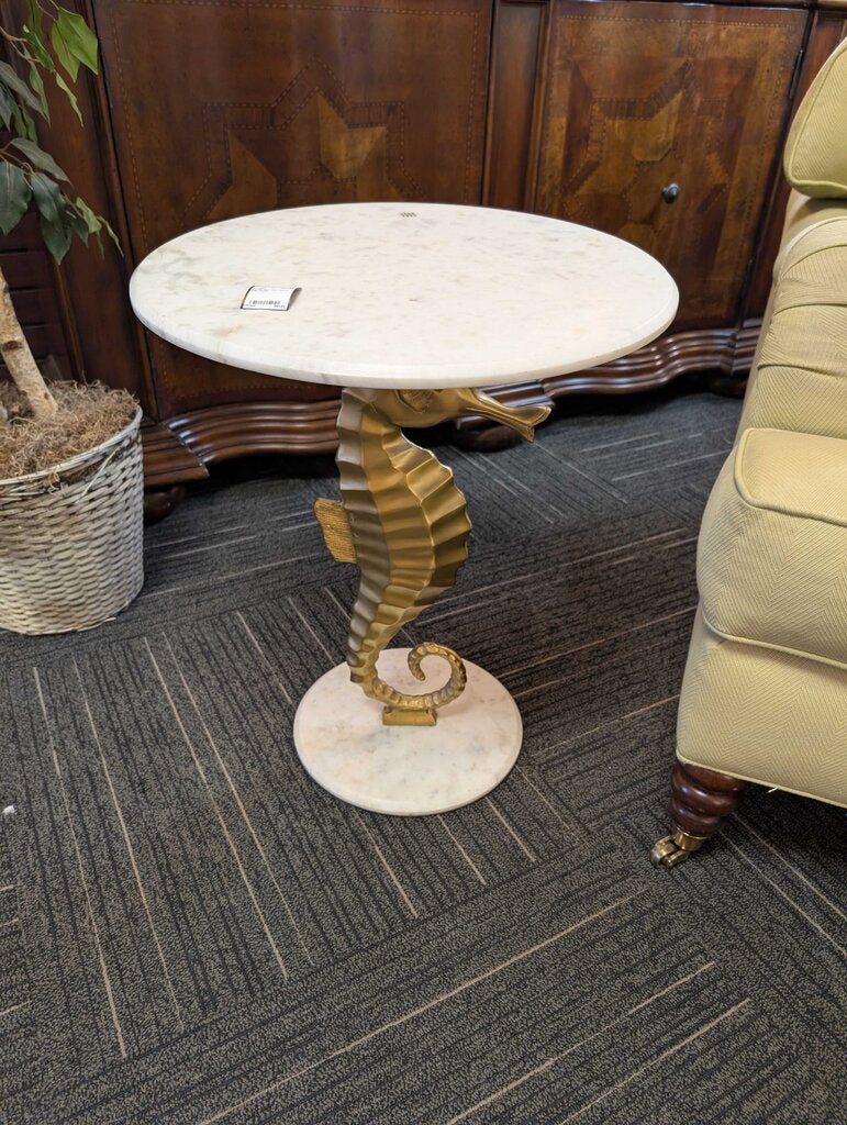 Marble Top Sea Horse Side Table